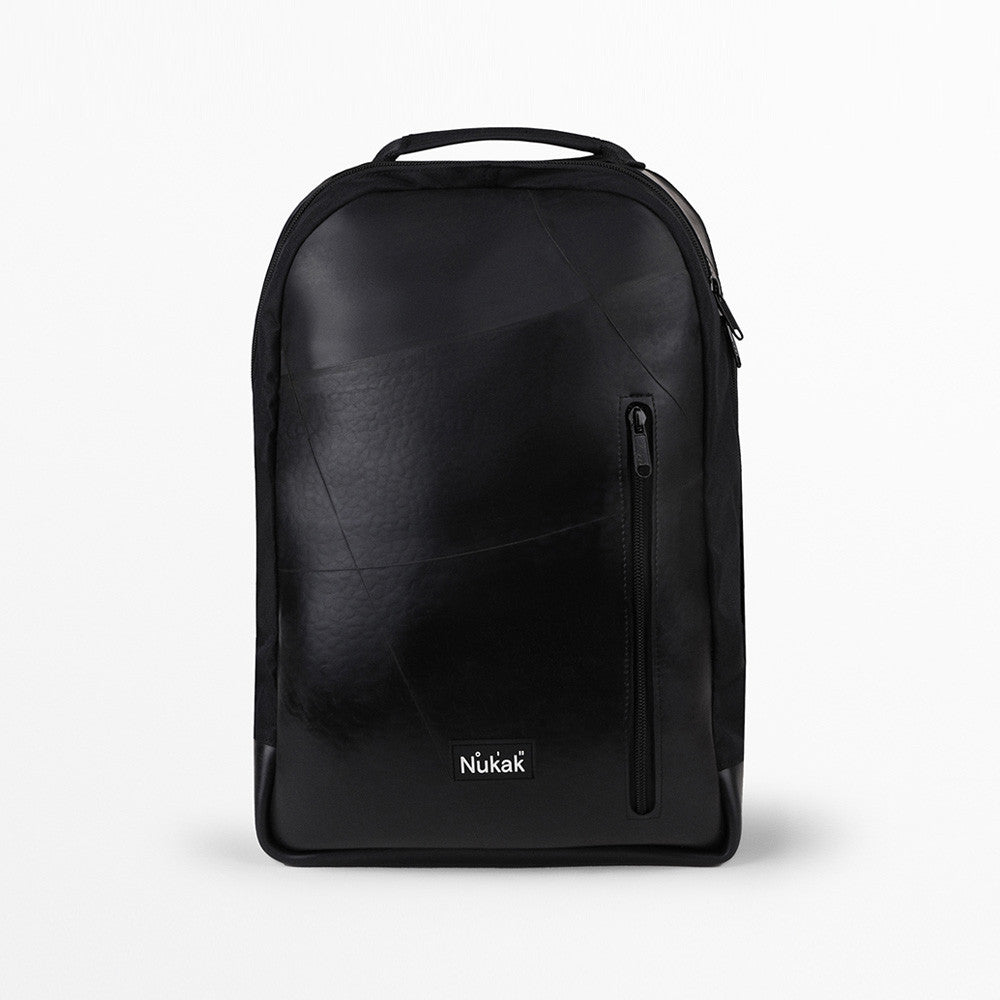 Black backpack recycled from truck camera banners – Nukak - Sobralia Reutiliza SL